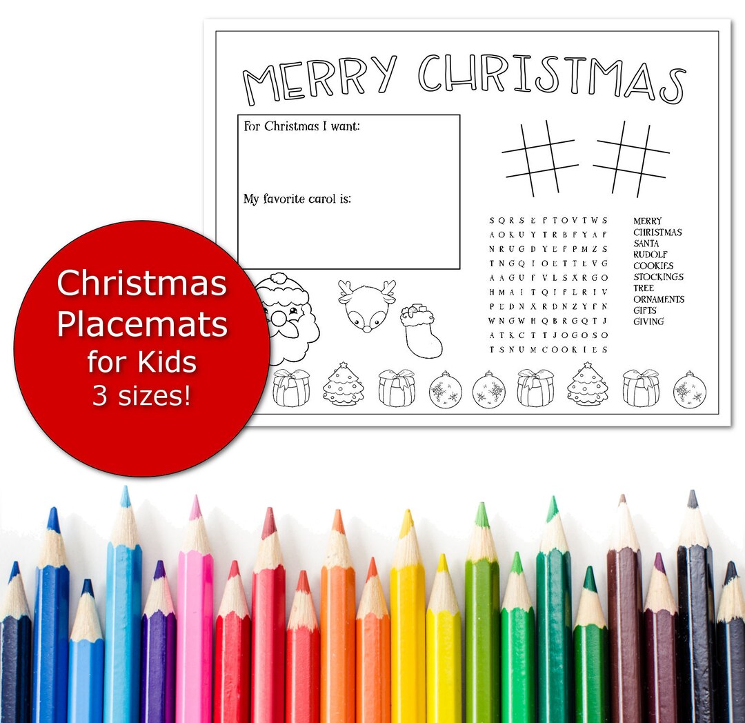Christmas Placemat for Kids, Printable Placemats for Children ...