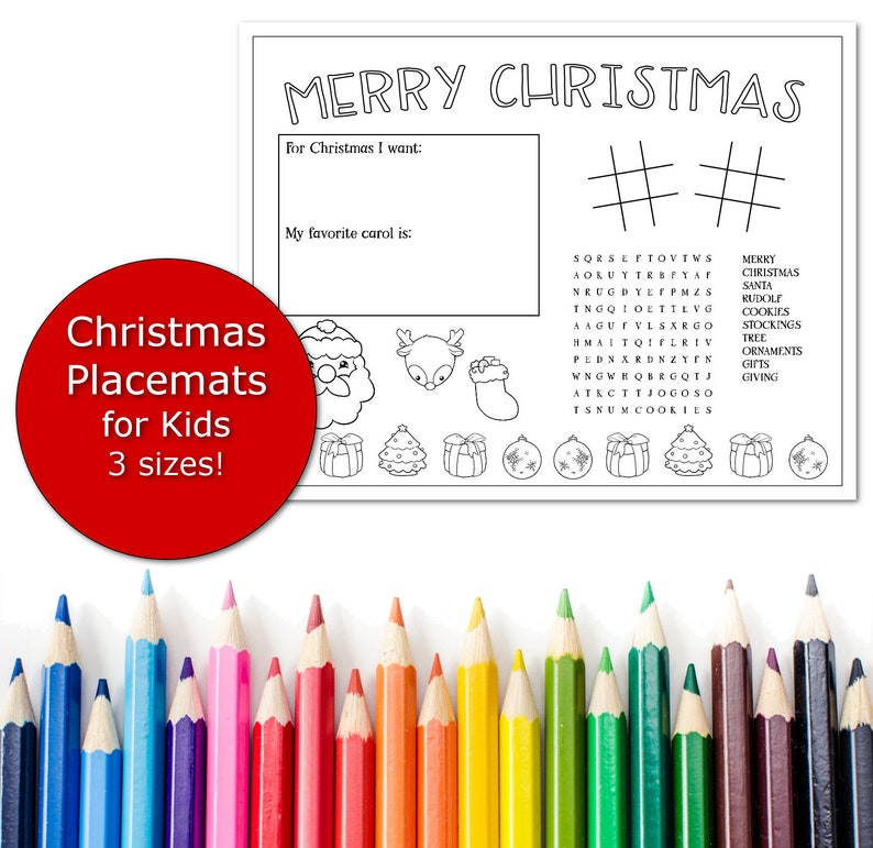 Christmas Placemat for Kids, Printable Placemats for Children ...