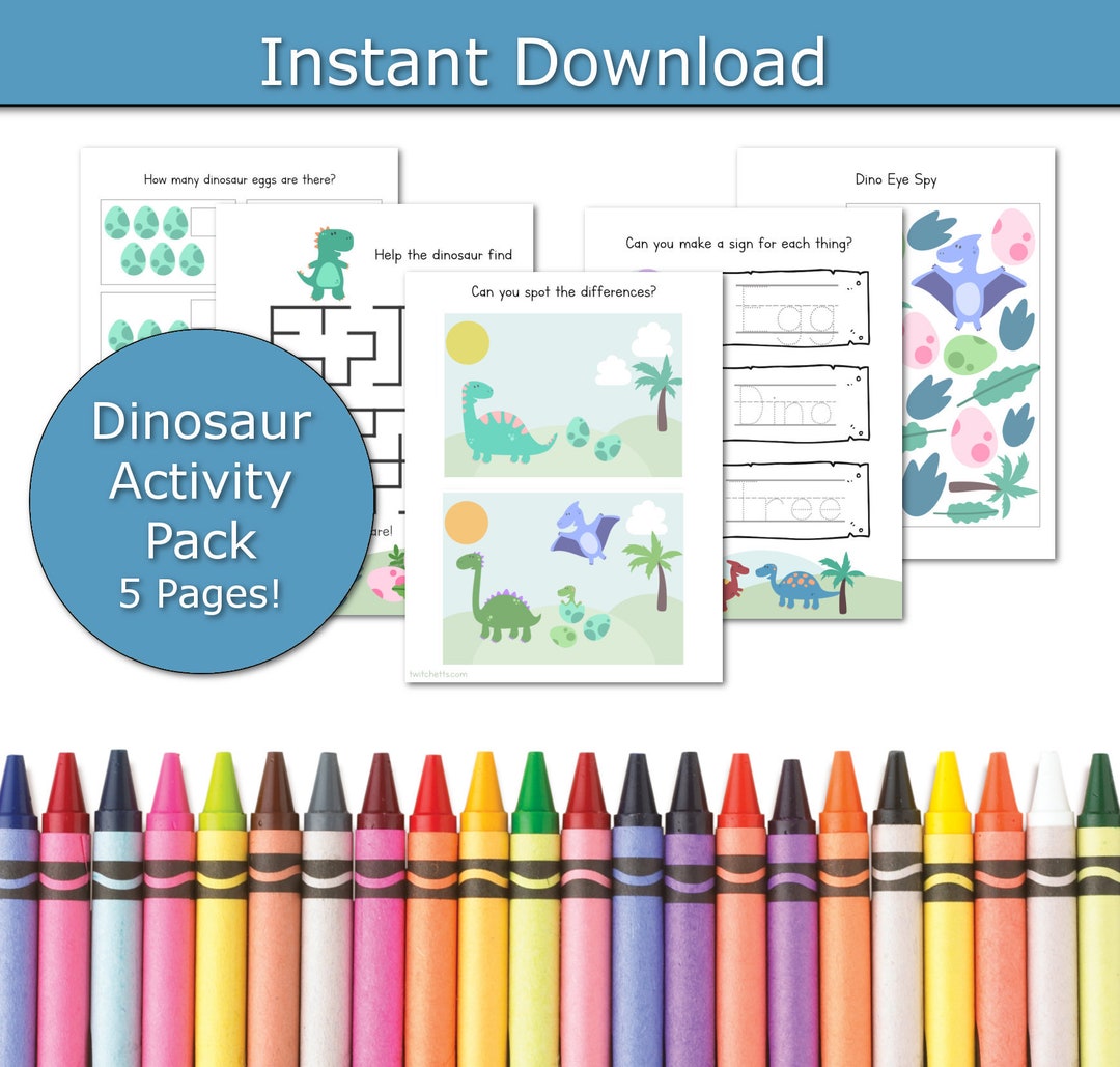 Dinosaur Activity Pack for Preschoolers, Fun Dinosaur Party Games, Dino ...