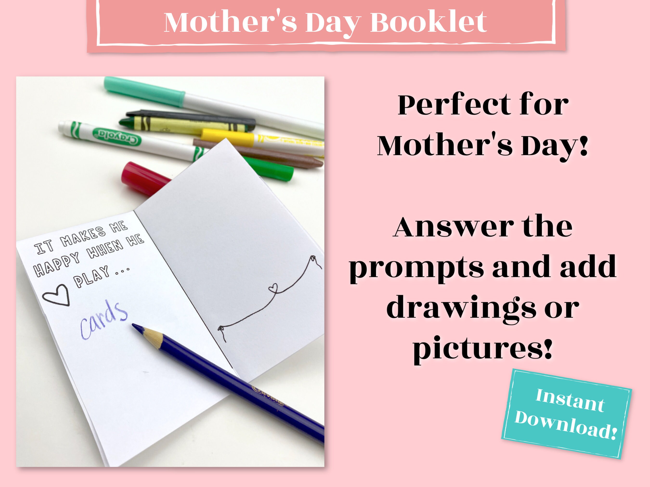 Mother's Day Booklet - Perfect Last Minute Mother's Day Gift From Kids ...