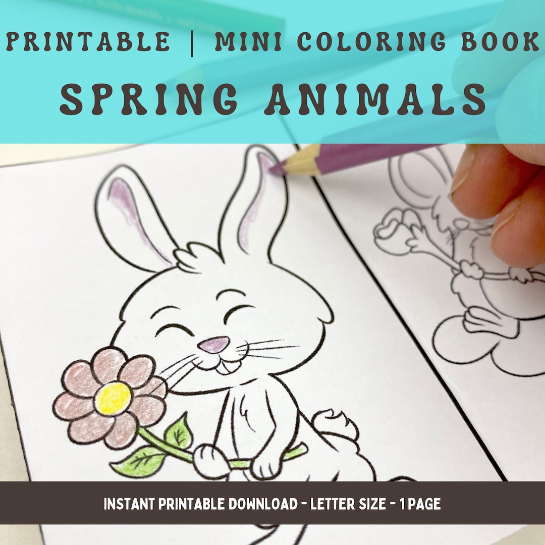 Spring Animals Mini Coloring Book for Preschool, Printable Coloring ...