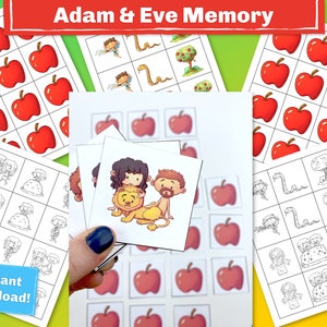 Adam and Eve Matching Game. Printable Memory Game That Helps Teach the ...