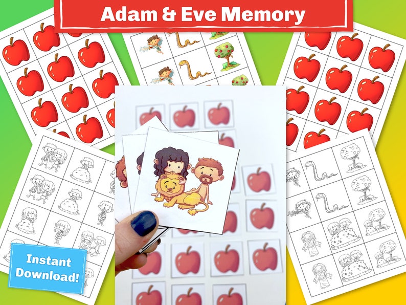 Adam And Eve Matching Game Printable Memory Game That Helps Teach The Bible Story Great For