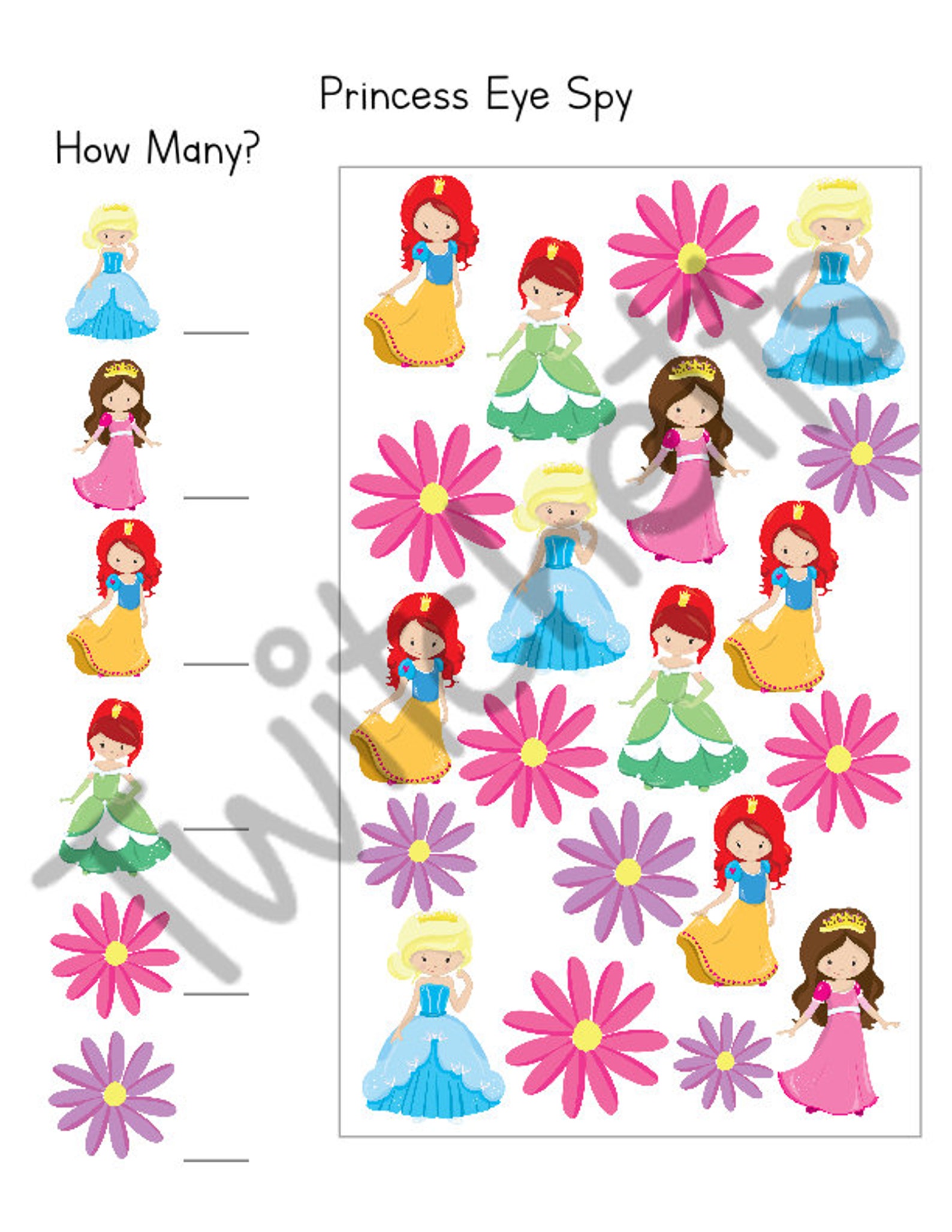 Princess Activity Pack for Preschoolers, Fun Princess Party Games ...