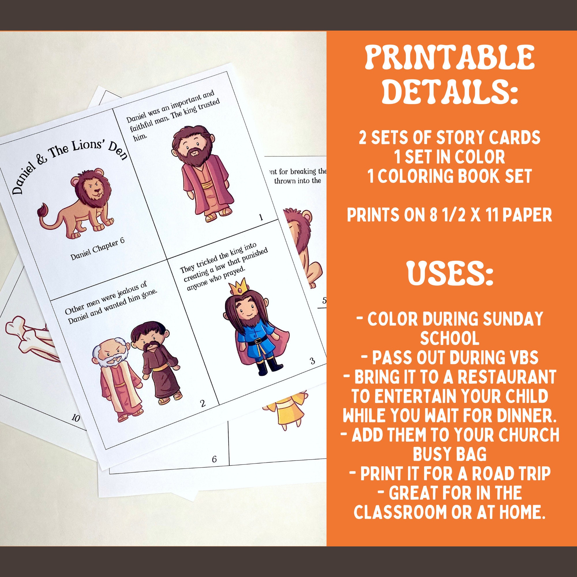 Daniel in the Lions Den Story Cards for Young Children, Printable ...