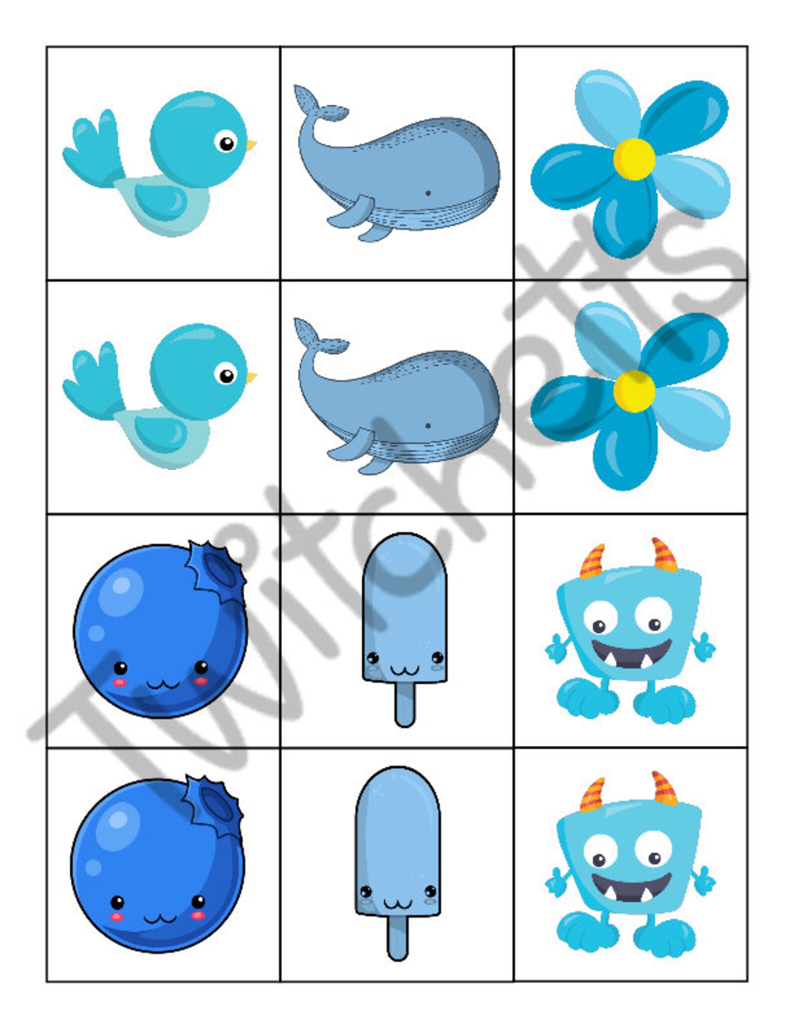 Color Blue Matching Game, Learning Games for Preschoolers, Educational ...