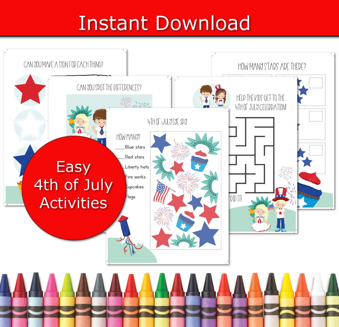 4th of July Activity Pack for Preschoolers, Fun 4th of July Party Games ...
