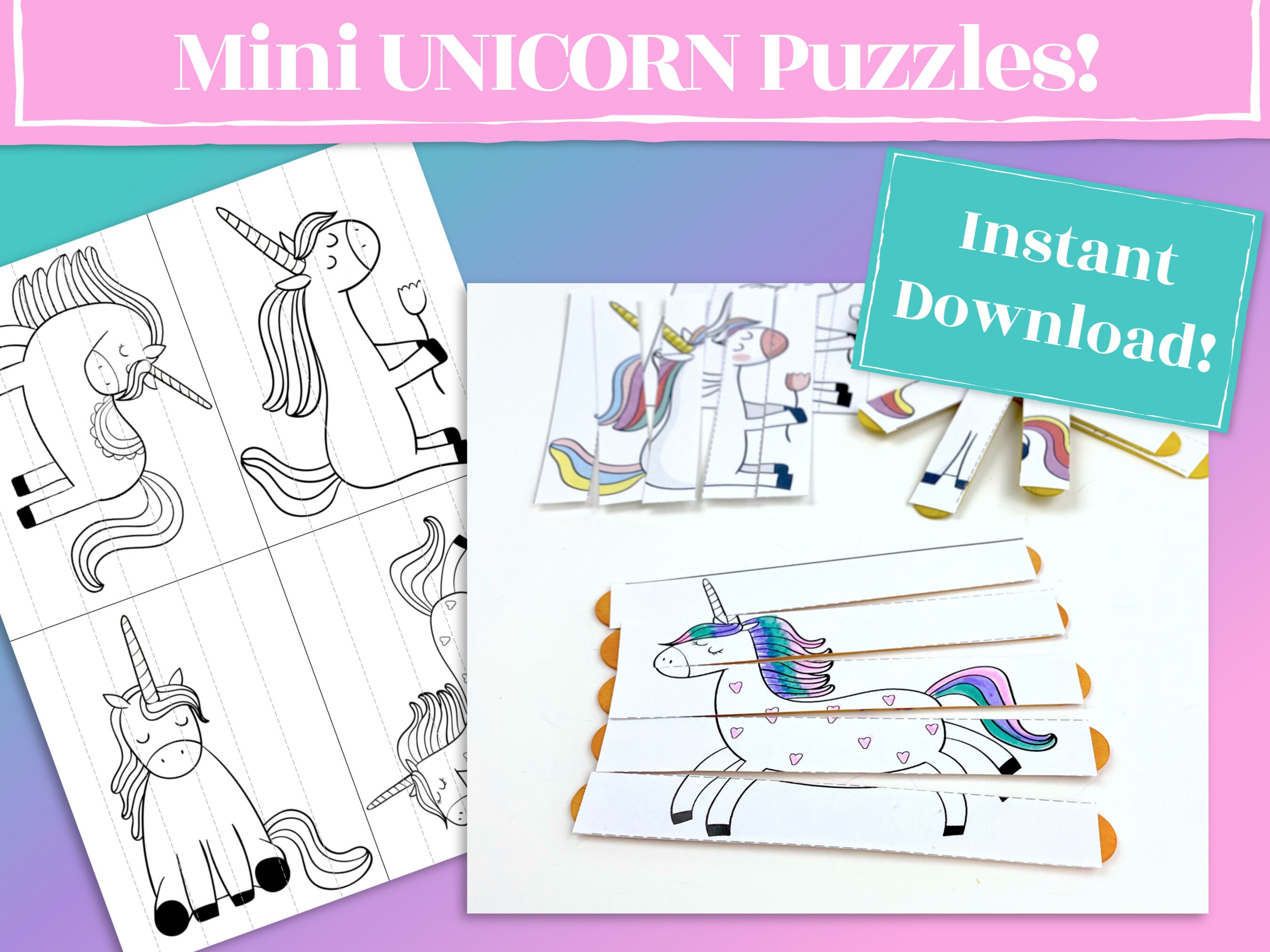 Unicorn Puzzle for Toddlers, Printable Puzzle Kit for Your Busy Bag or ...