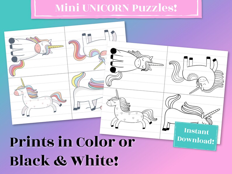 Unicorn Puzzle for Toddlers, Printable Puzzle Kit for Your Busy Bag or ...