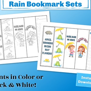 Rain Bookmarks for Kids. These Spring Bookmarks Are Perfect for the ...