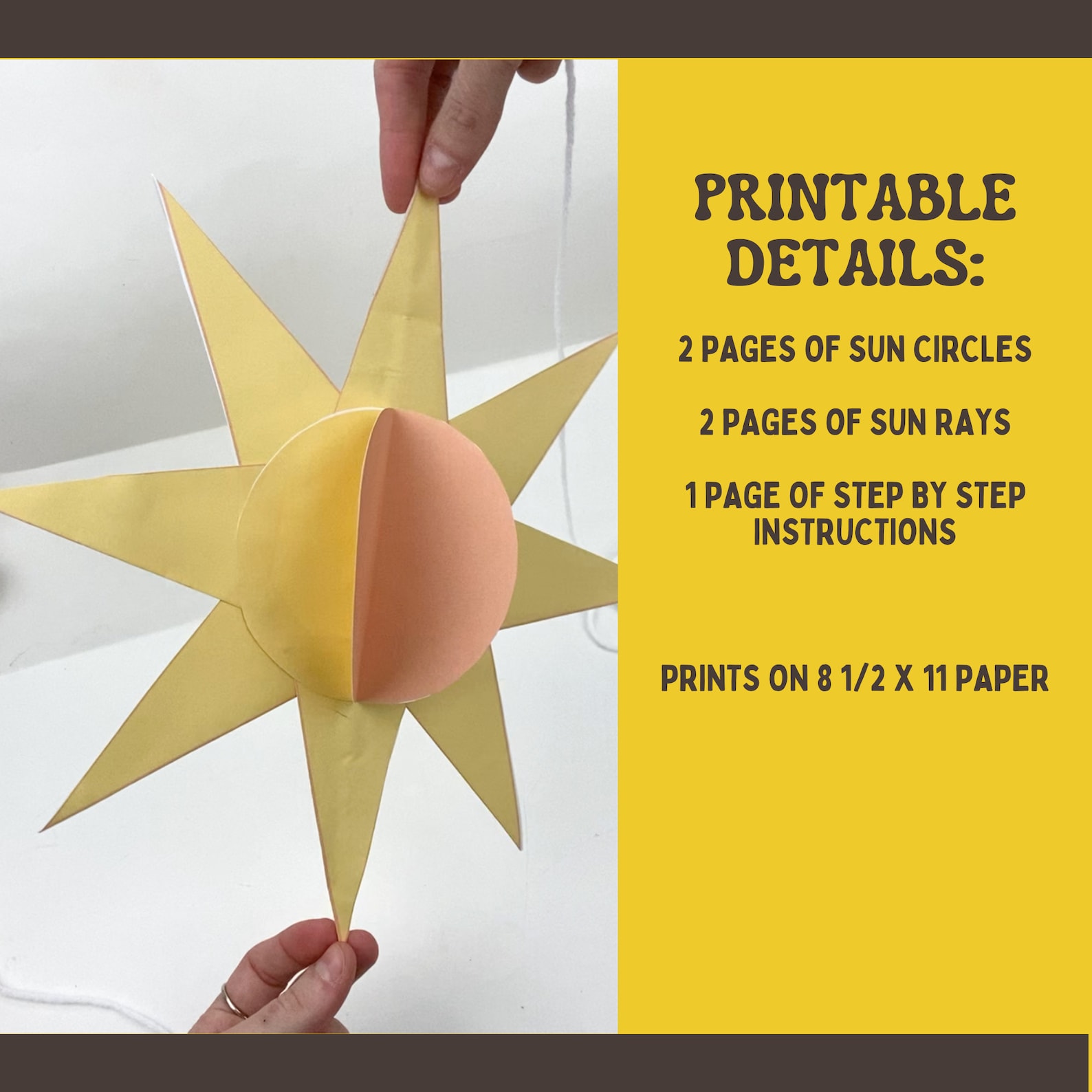 3D Sun Craft Template, Printable Kids Craft, Easy Sun Template, Summer ...