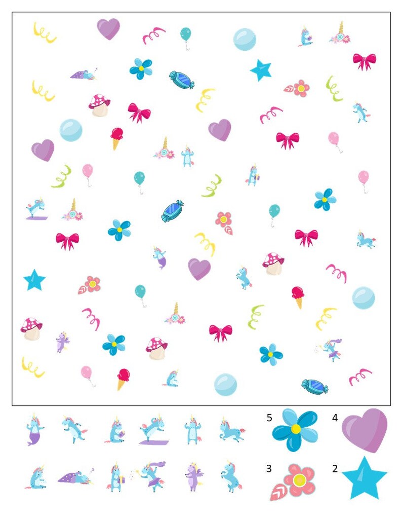 Unicorn I Spy Printable Game for Birthday Parties and Group Activities ...