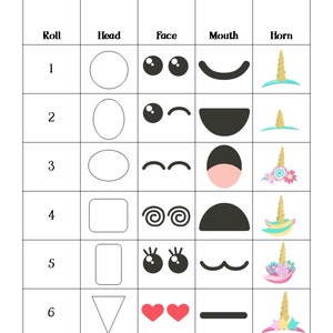 Unicorn Game, Roll a Unicorn, Party Game, Classroom Game, Drawing ...