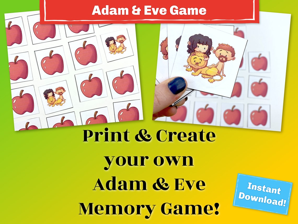 Adam and Eve Matching Game. Printable Memory Game That Helps Teach the ...