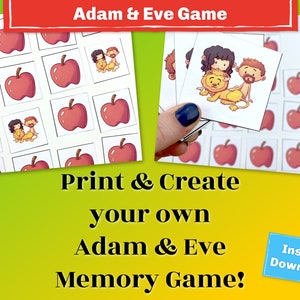 Adam and Eve Matching Game. Printable Memory Game That Helps Teach the ...
