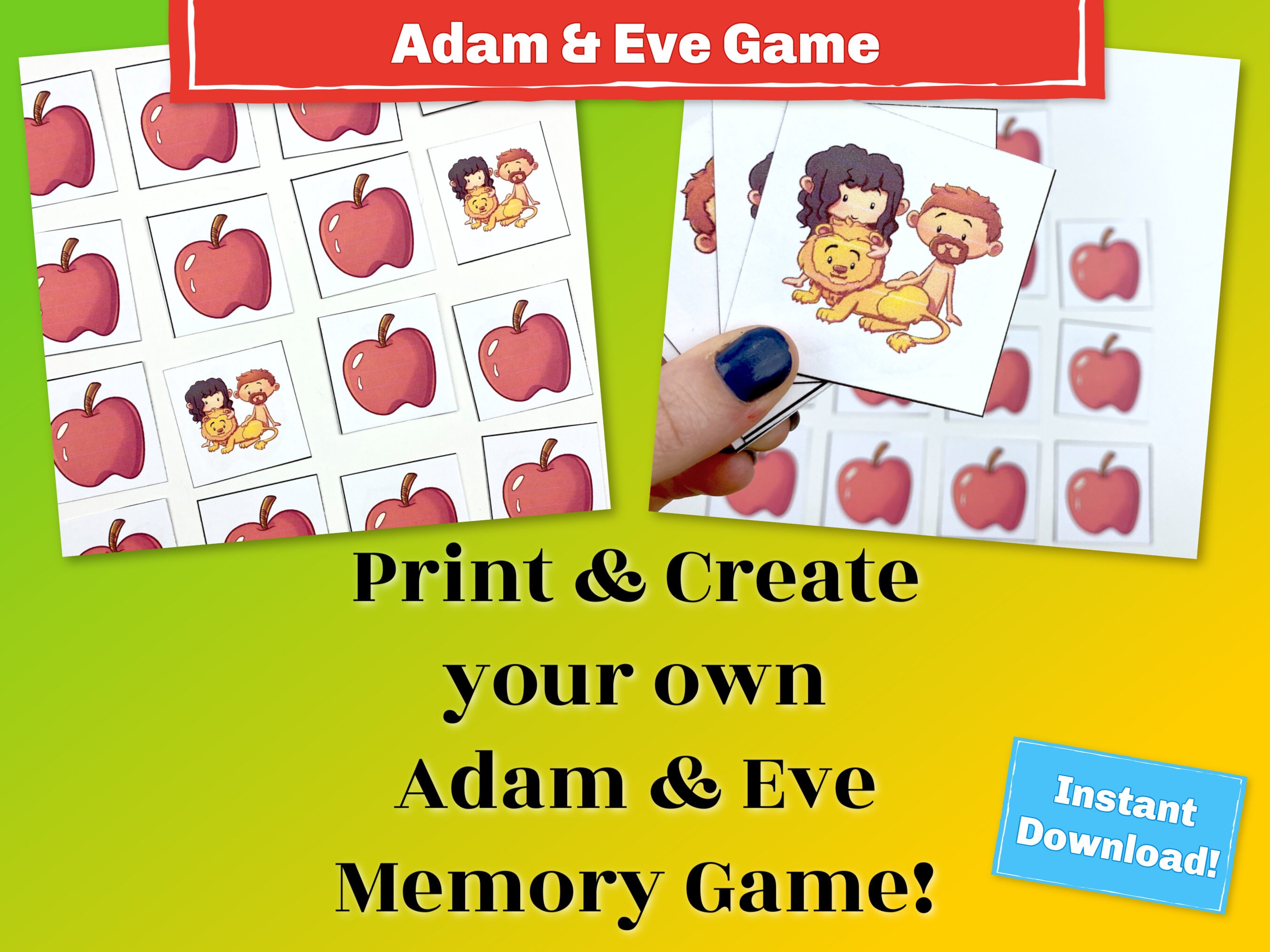 Adam and Eve Matching Game. Printable Memory Game That Helps Teach the ...
