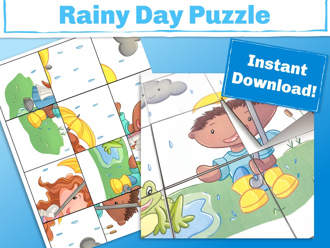 Easy Rain Puzzle Game for Kids. This Spring Printable is Perfect for ...