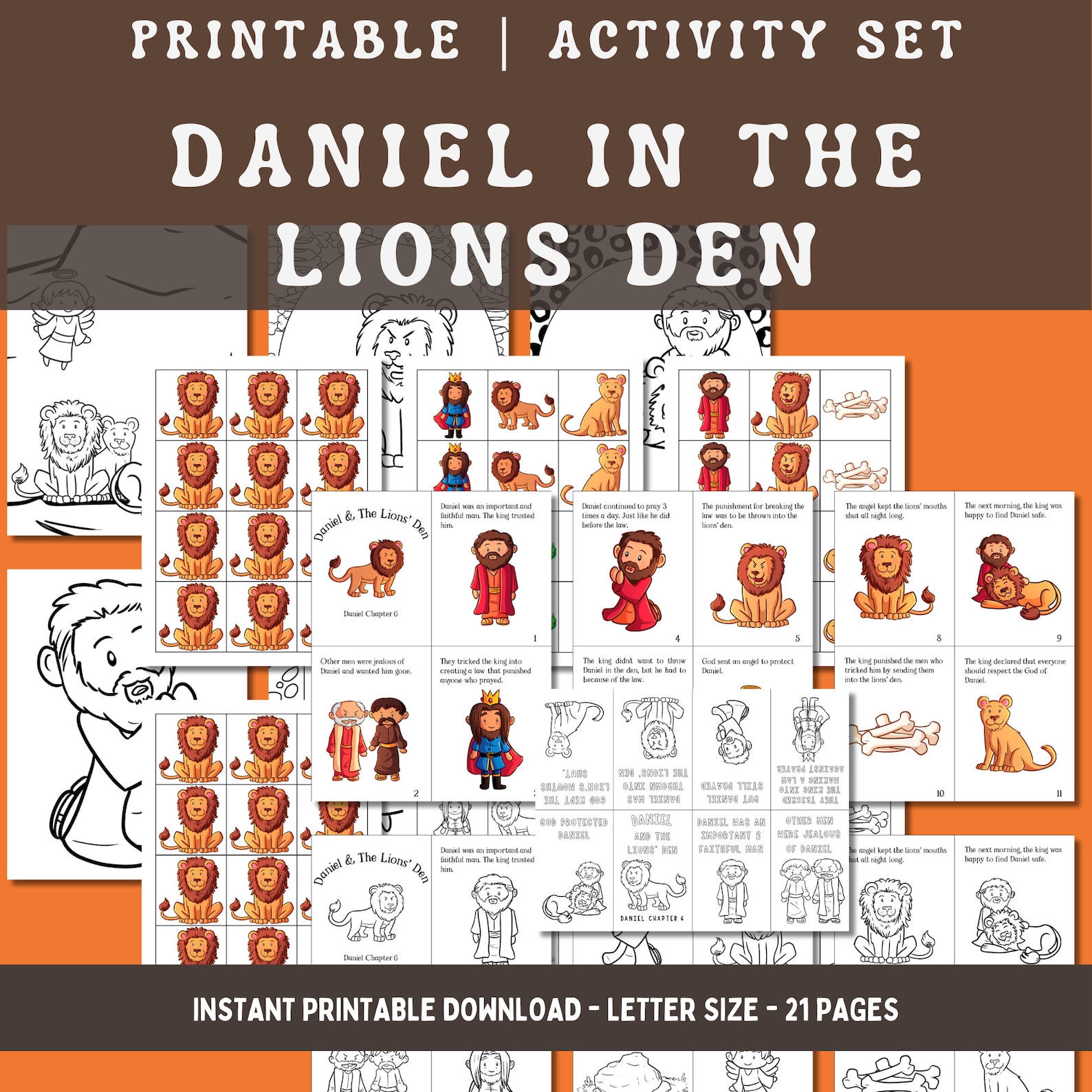 Daniel in the Lions Den Activities for Kids, Printable Coloring Activities for a Sunday Busy Bag ...