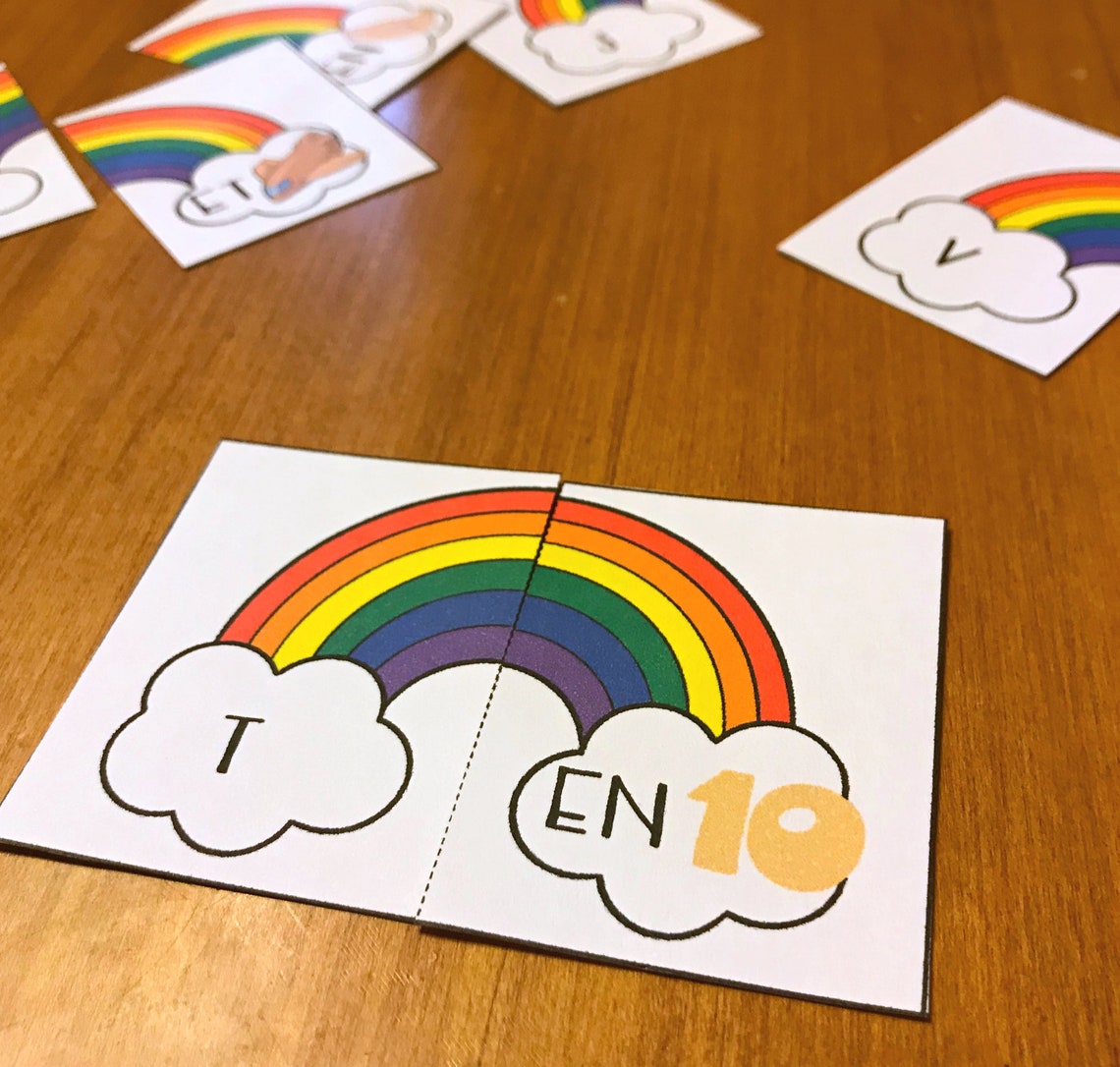 Rainbow CVC Words Matching Game for Homeschool Preschool | Etsy