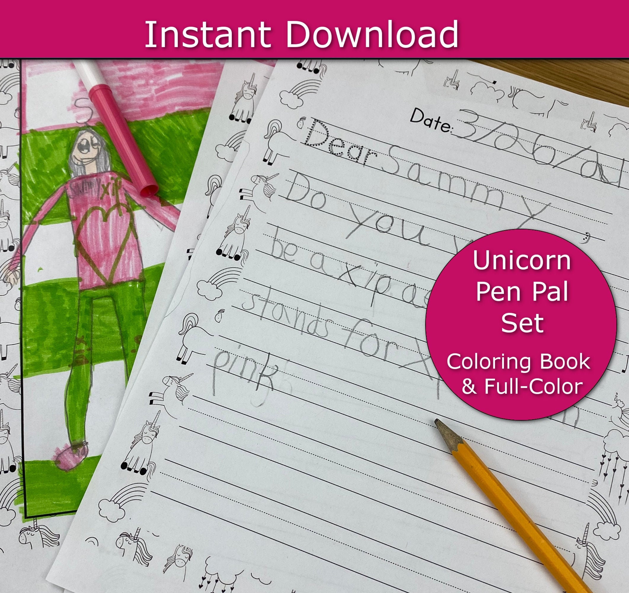 Letter Writing Set for Kids, Printable Unicorn Stationery for Kids to ...