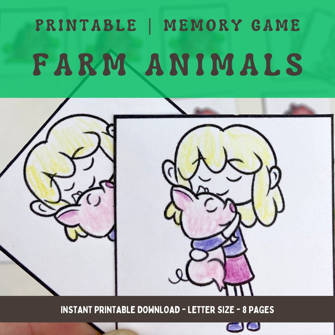 Farm Animal Matching Game. Printable Memory Game for Farm Themes. Great ...