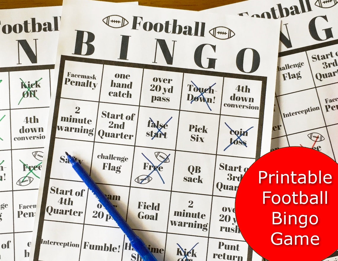 Football Bingo, Watch Party Game, Football Game Printable, Family ...