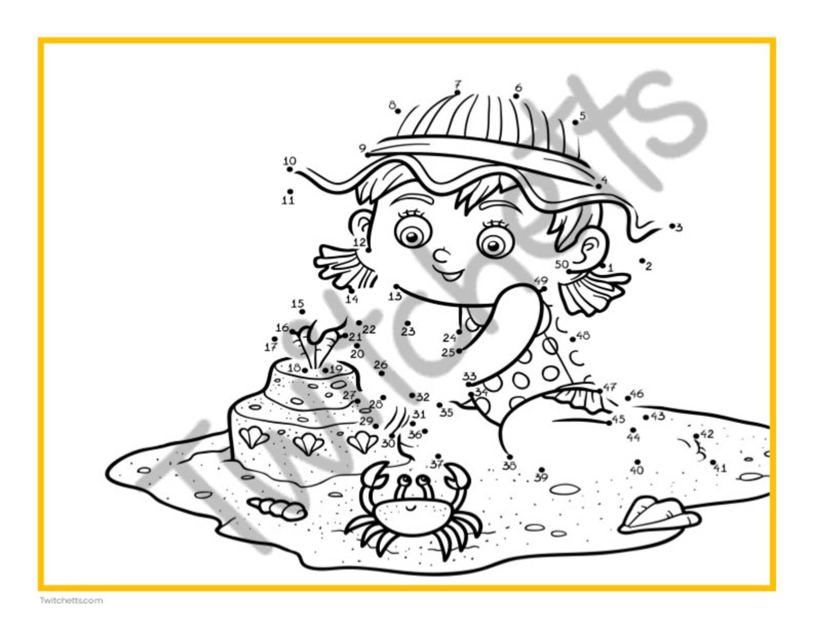 Beach Printable Activity for Kids, Beach Connect the Dots, Beach ...