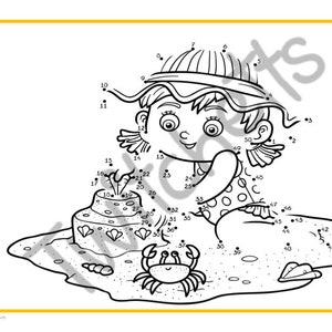 Beach Printable Activity for Kids, Beach Connect the Dots, Beach ...