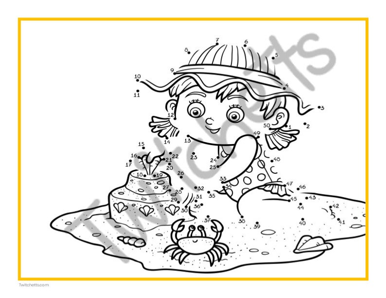 Beach Printable Activity for Kids, Beach Connect the Dots, Beach ...