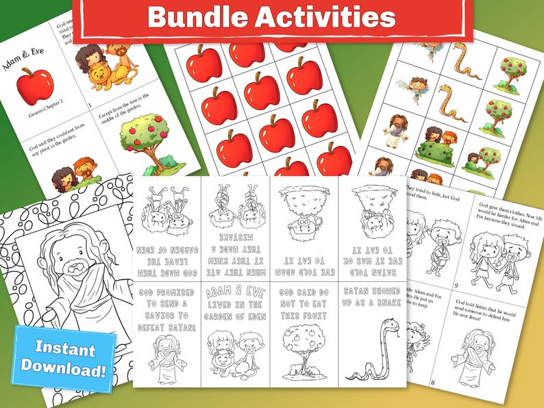 Adam and Eve Activities. 4 Printable Coloring Pages and Games That Help ...