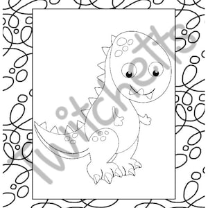 Dinosaur Coloring Pages for Kids, Birthday Party Activity, Printable ...
