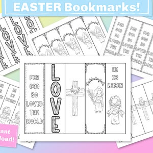 Religious Easter Bookmarks for Kids, Printable Coloring Bible Bookmarks ...