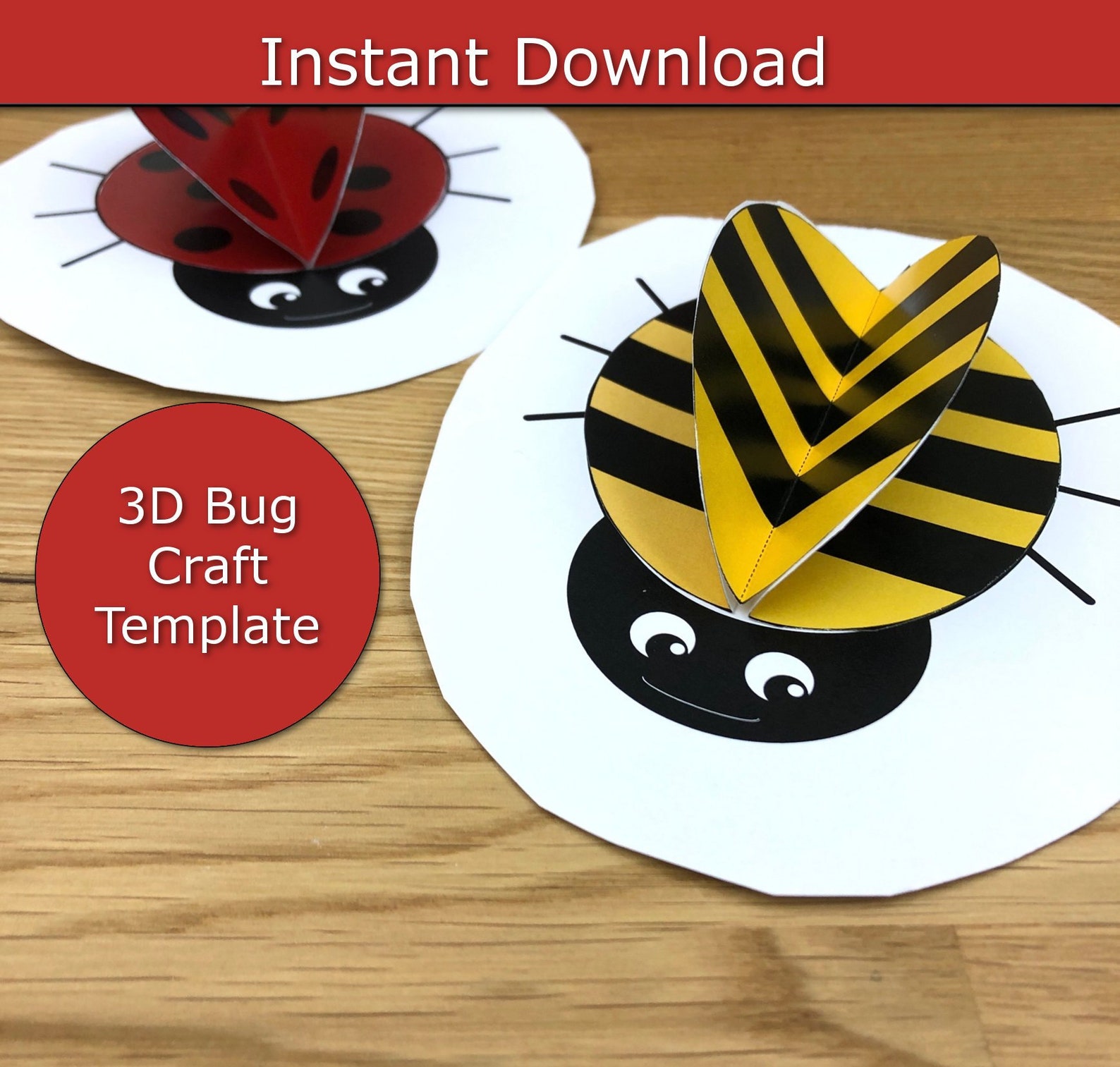 3D Bug Craft Template for Kids, Bug Activity, Kids Craft Template, Easy ...