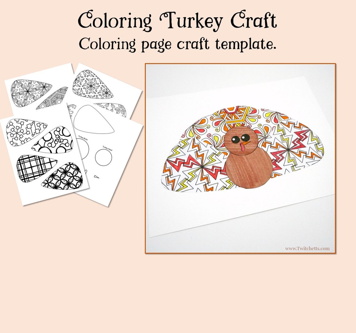 Turkey Printable Craft, Thanksgiving Printable, Turkey Coloring Page ...