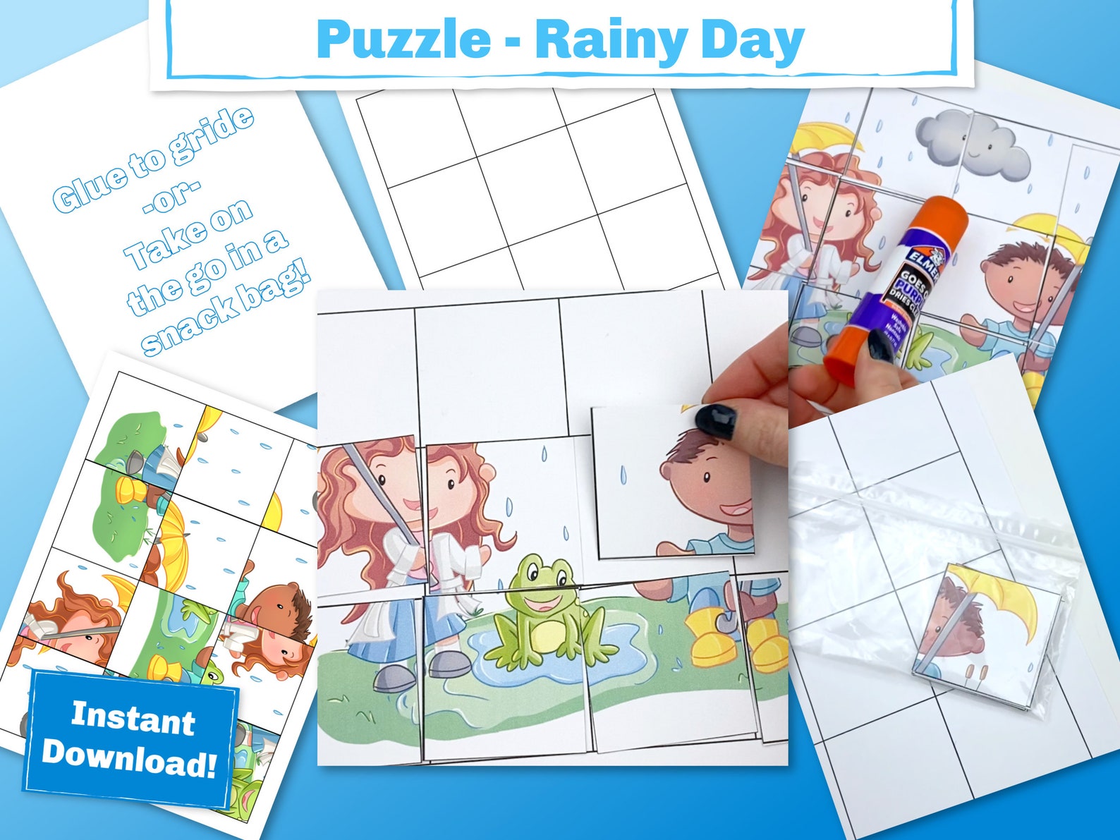 Easy Rain Puzzle Game for Kids. This Spring Printable is Perfect for ...