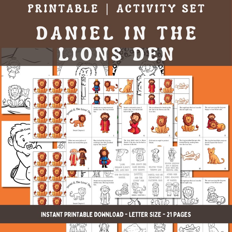 Daniel in the Lions Den Activities for Kids, Printable Coloring ...