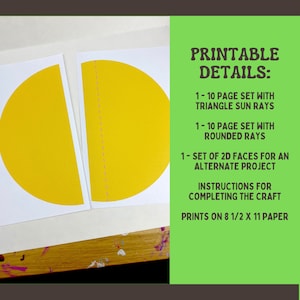 Giant 3D Sun Craft Template, Printable Kids Craft, Easy Sun Template ...