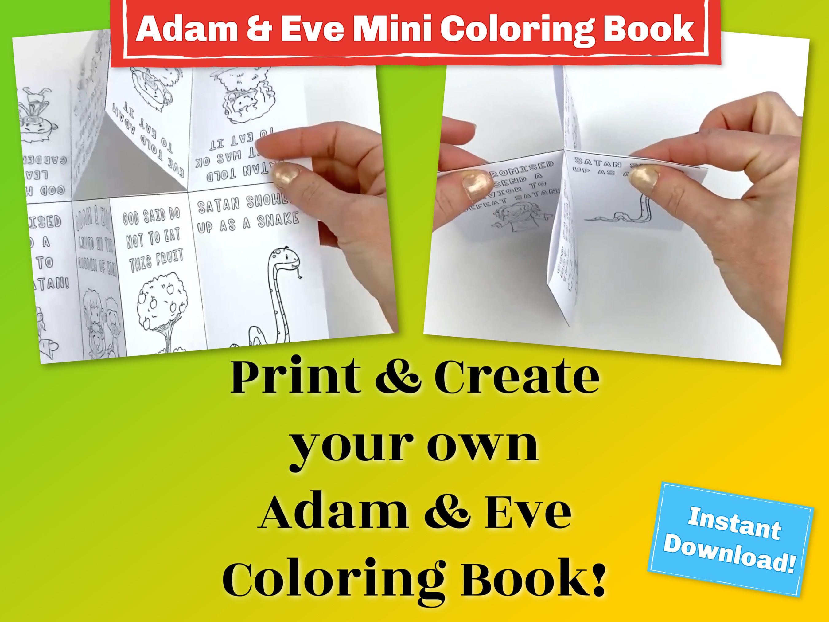 Mini Adam and Eve Coloring Book. Printable Coloring Page That Helps ...
