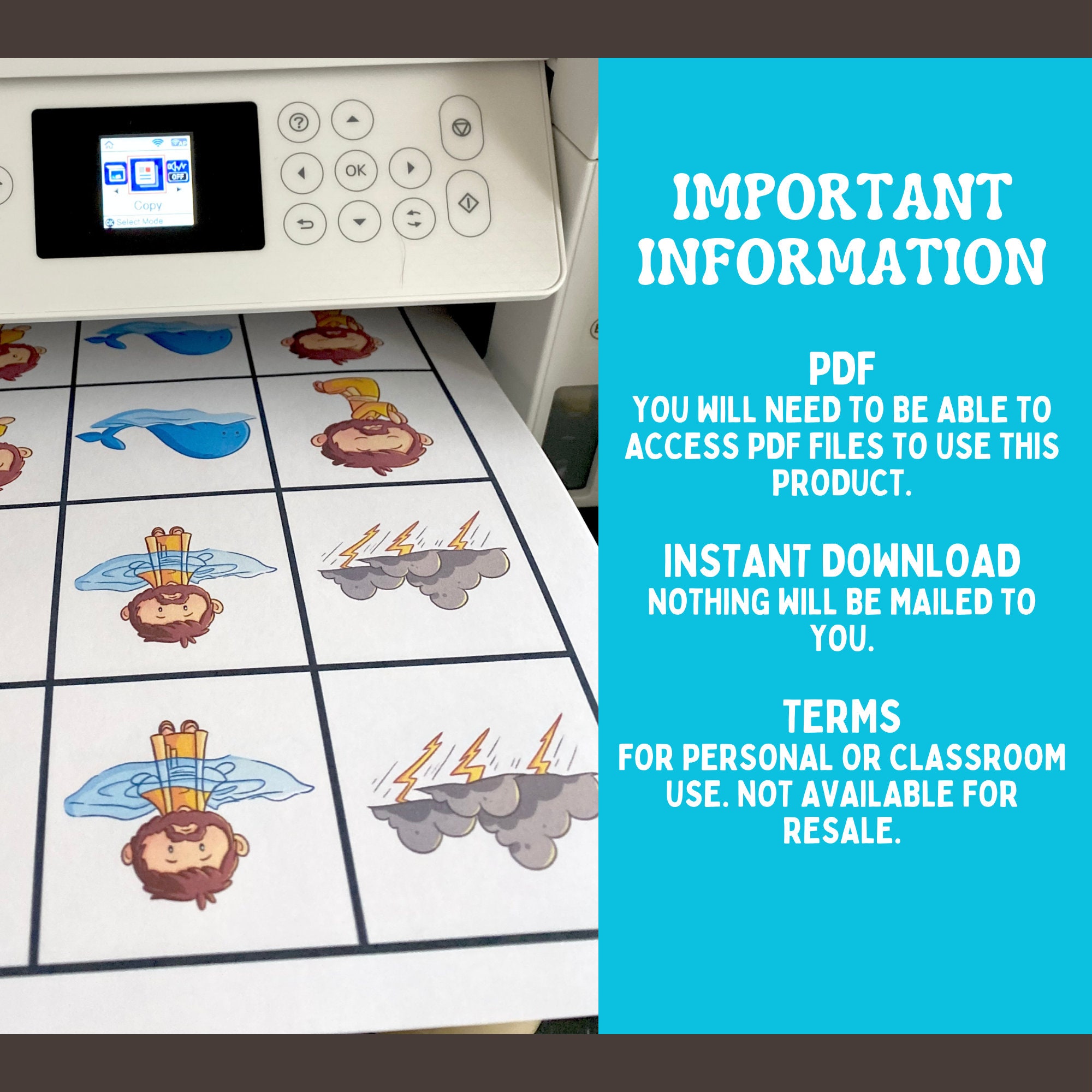 Jonah and the Whale Matching Game, Printable Memory Game for a Sunday ...