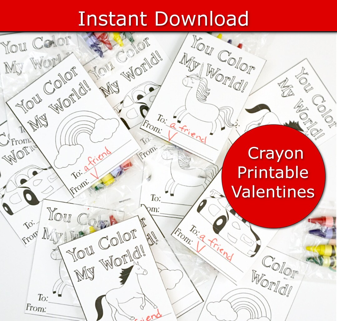 Class Valentines, Preschool Valentines, Crayon Valentine's Day Cards ...