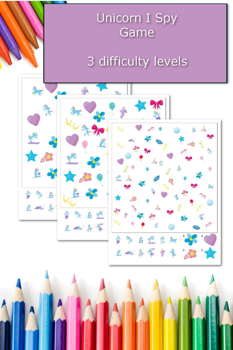 Unicorn I Spy Printable Game for Birthday Parties and Group Activities ...