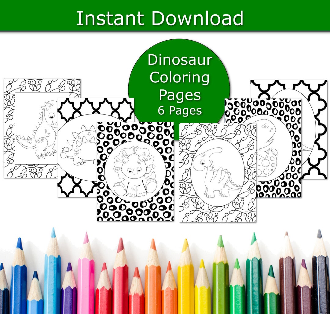Dinosaur Coloring Pages for Kids, Birthday Party Activity, Printable ...