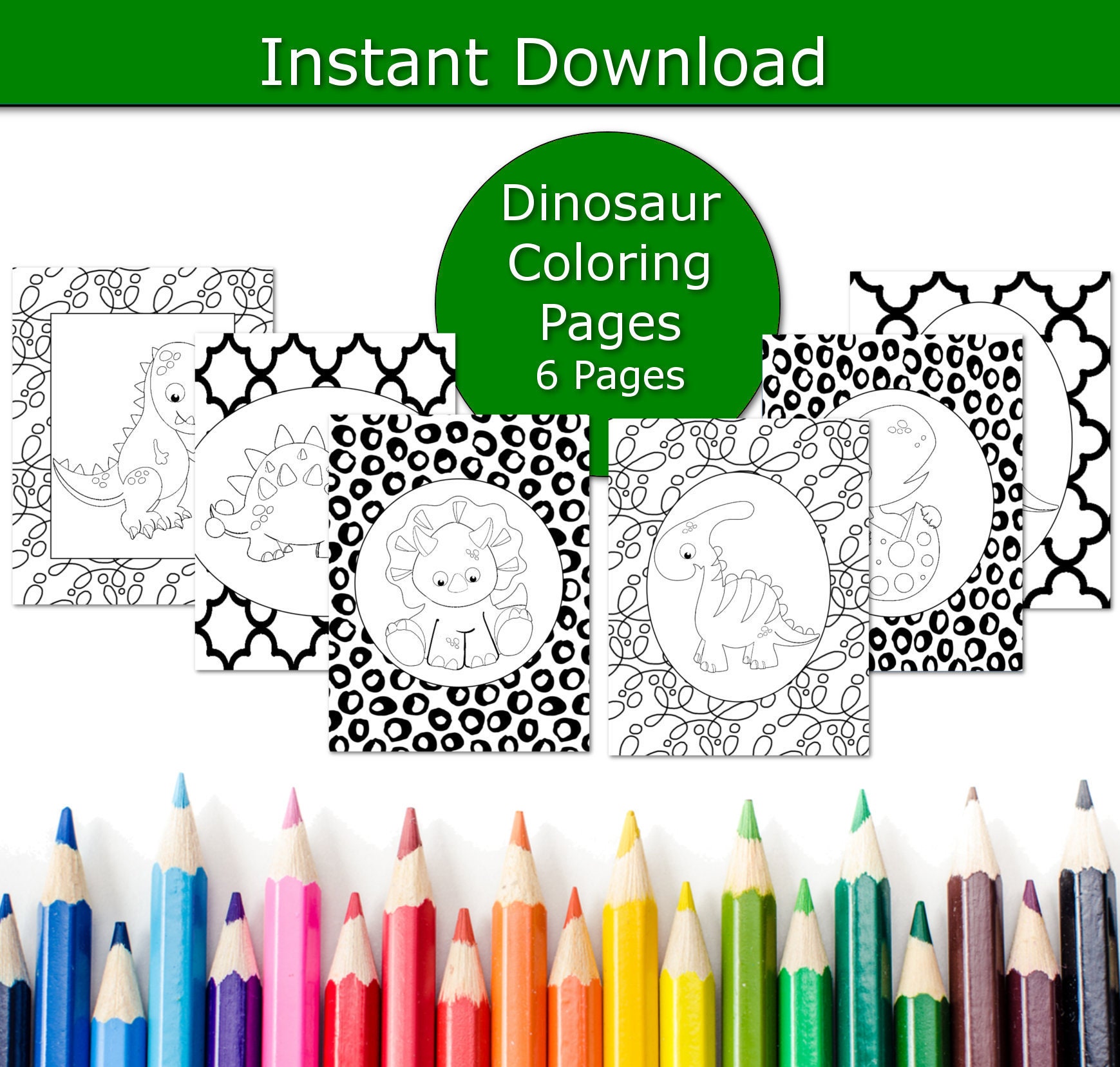 Dinosaur Coloring Pages for Kids Birthday Party Activity | Etsy