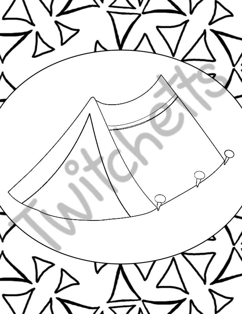 Camping Coloring Pages for Kids, Printable Camping Party Favor, Camping ...
