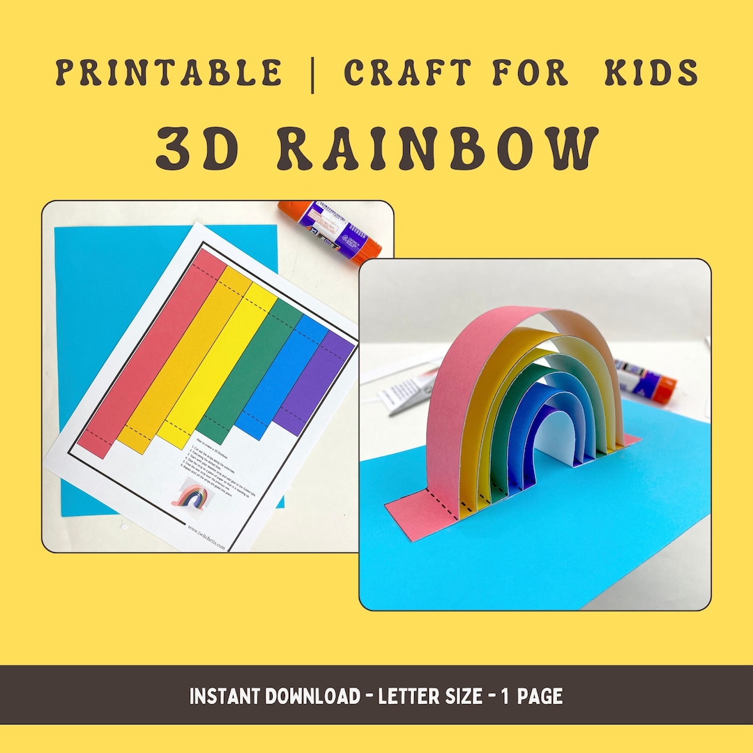 3D Rainbow Craft Template to Help Kids Learn Rainbow Colors, Printable ...