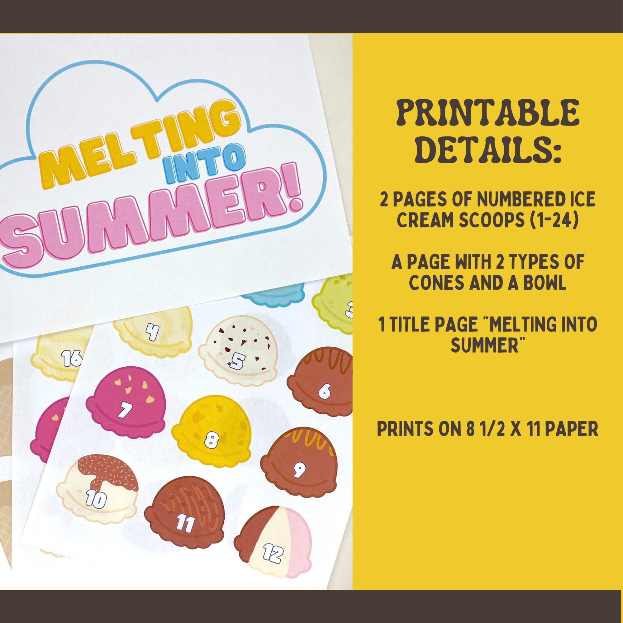 Summer Countdown Activity for Kids | Melting Into Summer Printable for ...