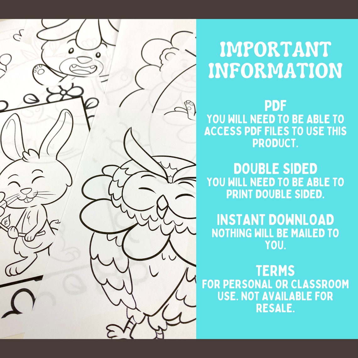 Spring Animals Coloring Pages for Kids, Printable Coloring Activity for ...