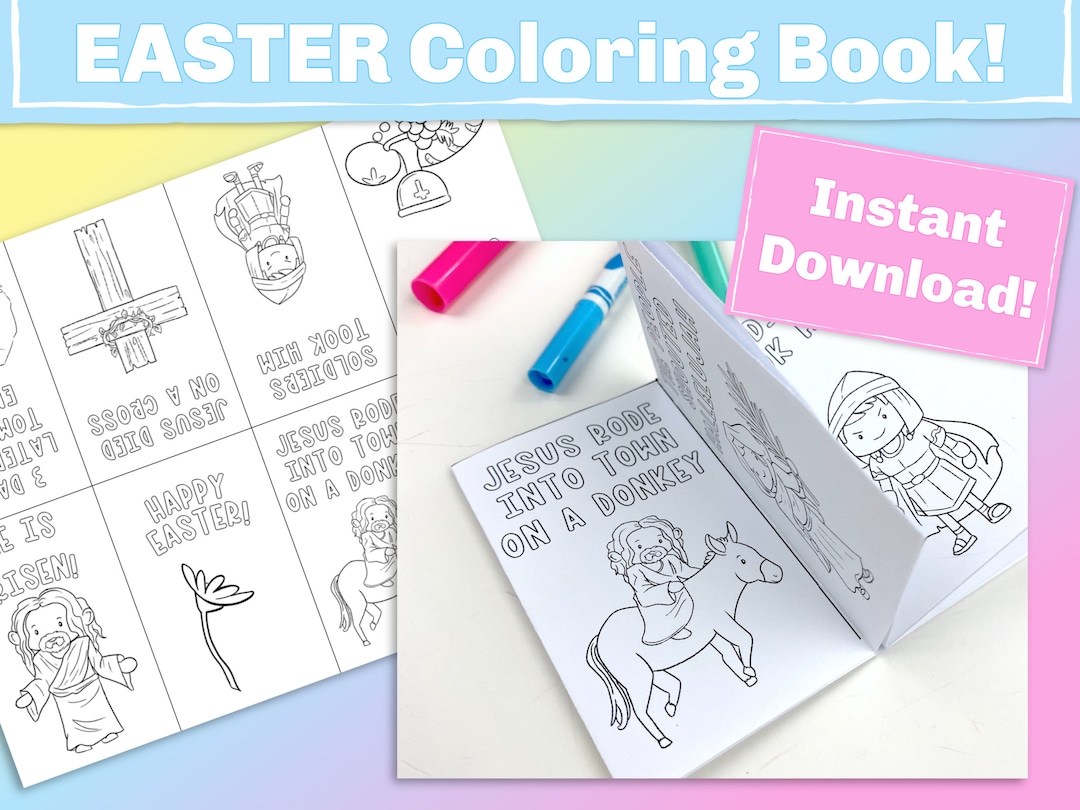Mini Easter Story Coloring Book for Preschool, Printable Coloring Sheet ...