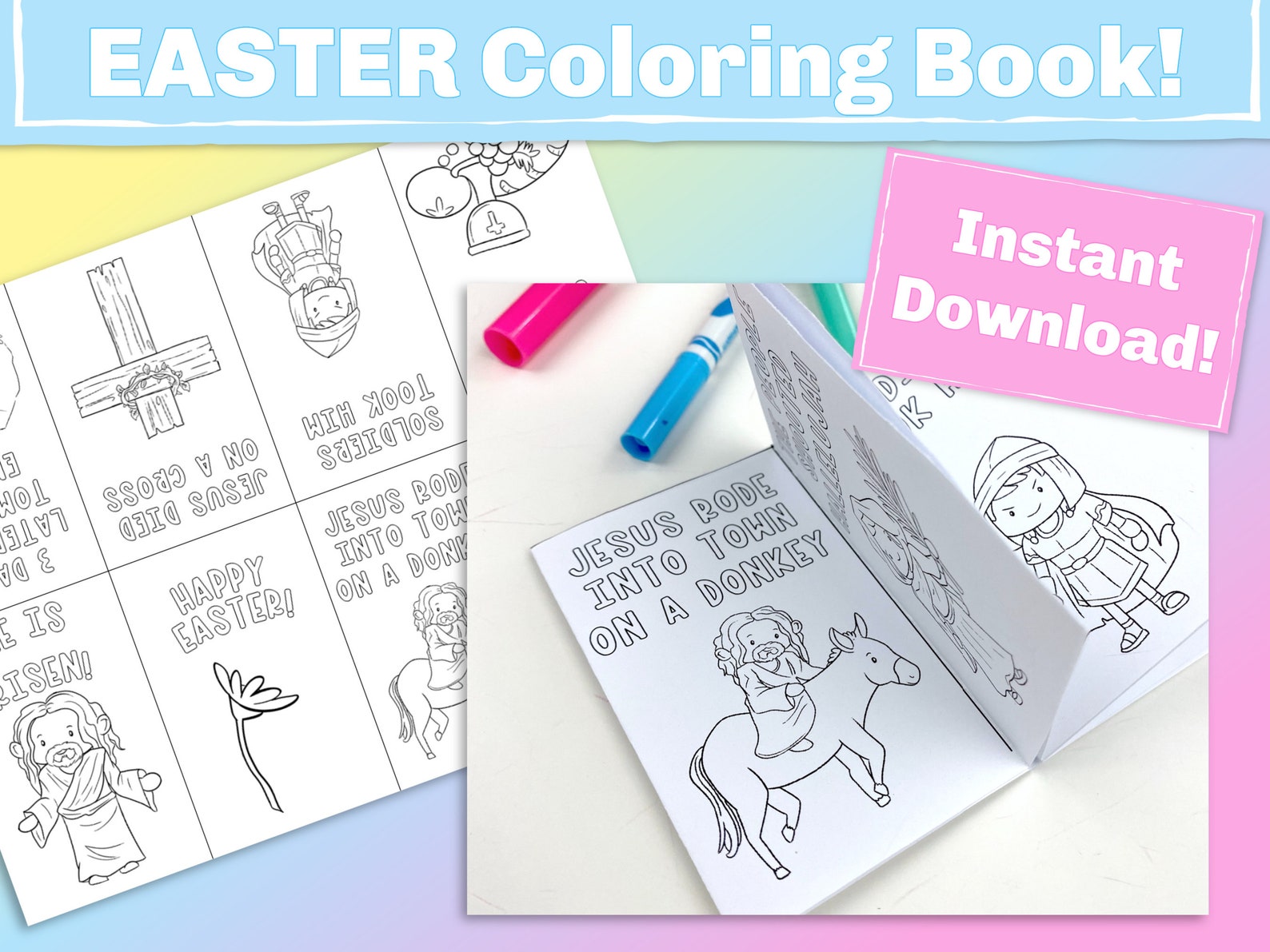 Mini Easter Story Coloring Book for Preschool, Printable Coloring Sheet ...