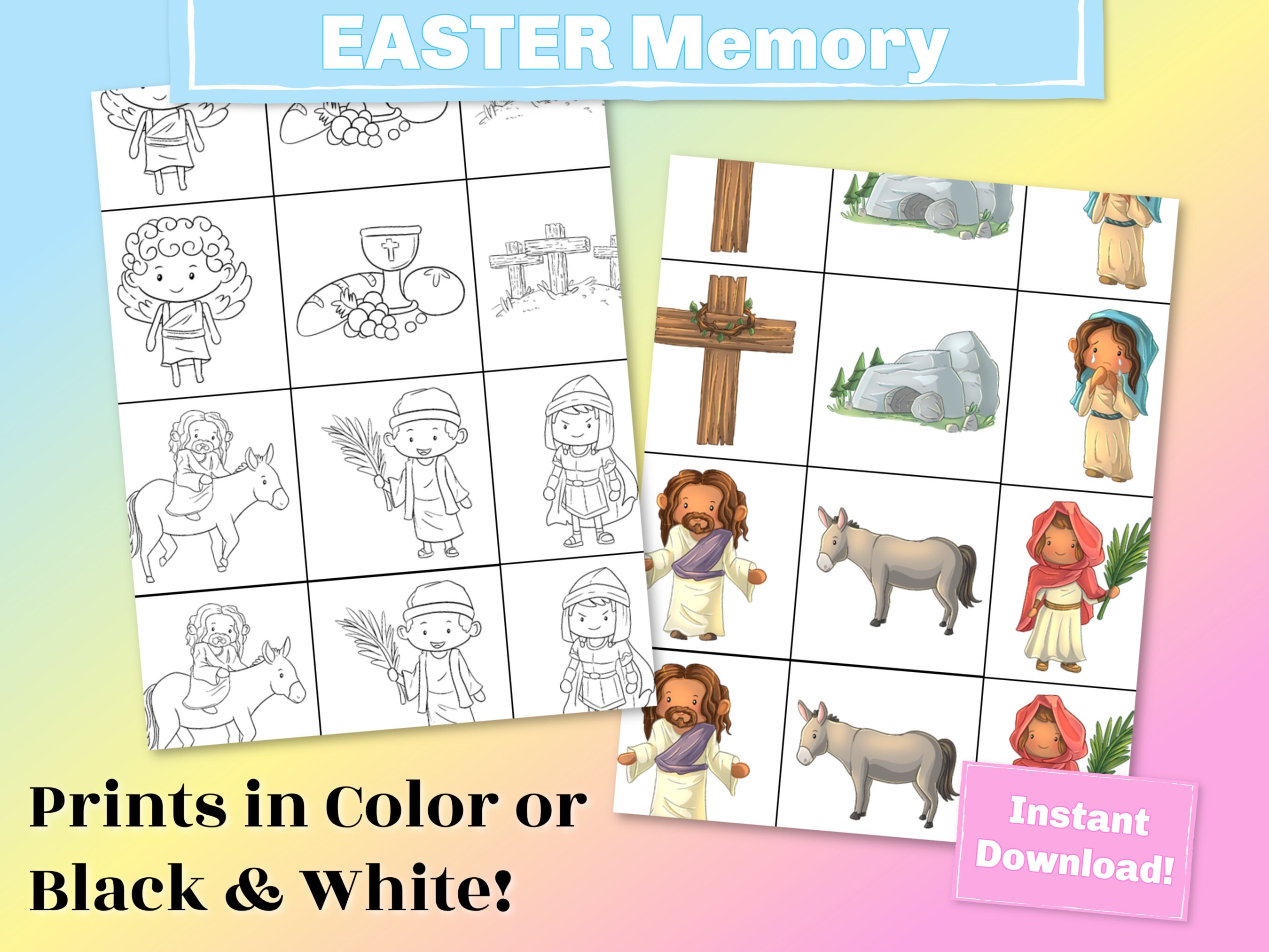 Easter Story Matching Game for Young Children, Printable Easter Memory ...